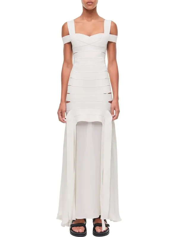Simkhai Callaway Bandage Knit Cutout Maxi Dress - White