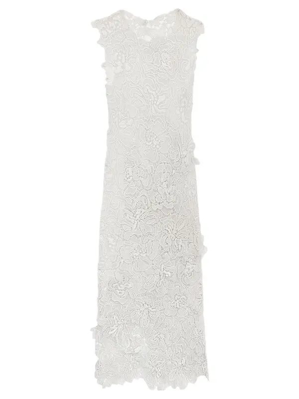 Simkhai Dahlia Floral Lace Sleeveless Midi Dress - White