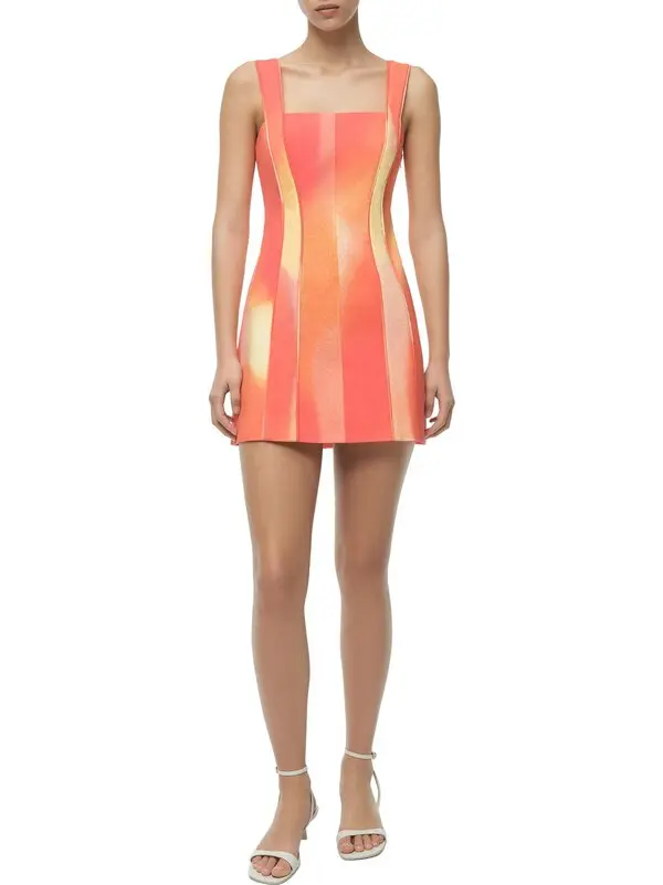 Simkhai Calyx Abstract Paneled Mini Dress - Orange