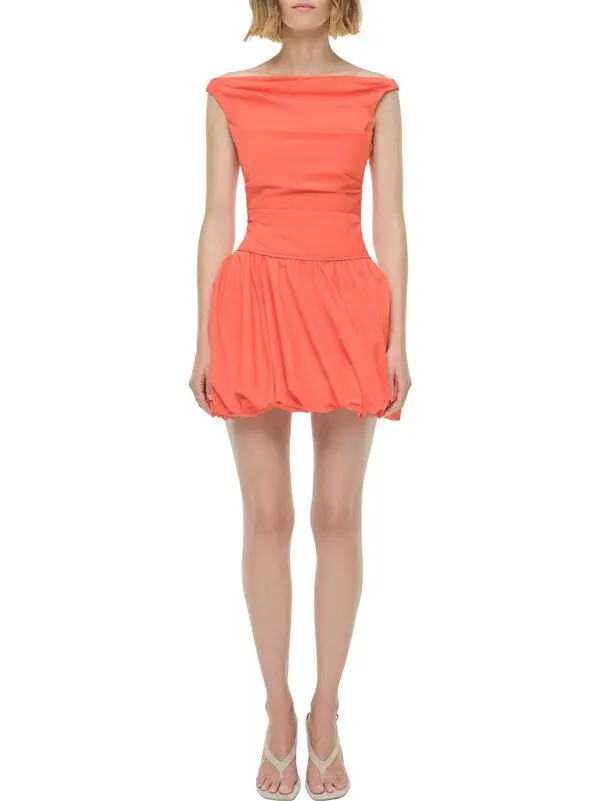 Simkhai Salina Poplin Boatneck Mini Dress - Orange