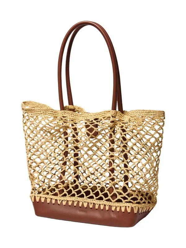 Simkhai Caspian Woven Raffia And Leather Tote - Neutral