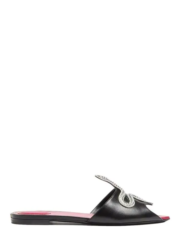 Valentino Garavani Coeur Vipère Kidskin Slide Sandals - Black