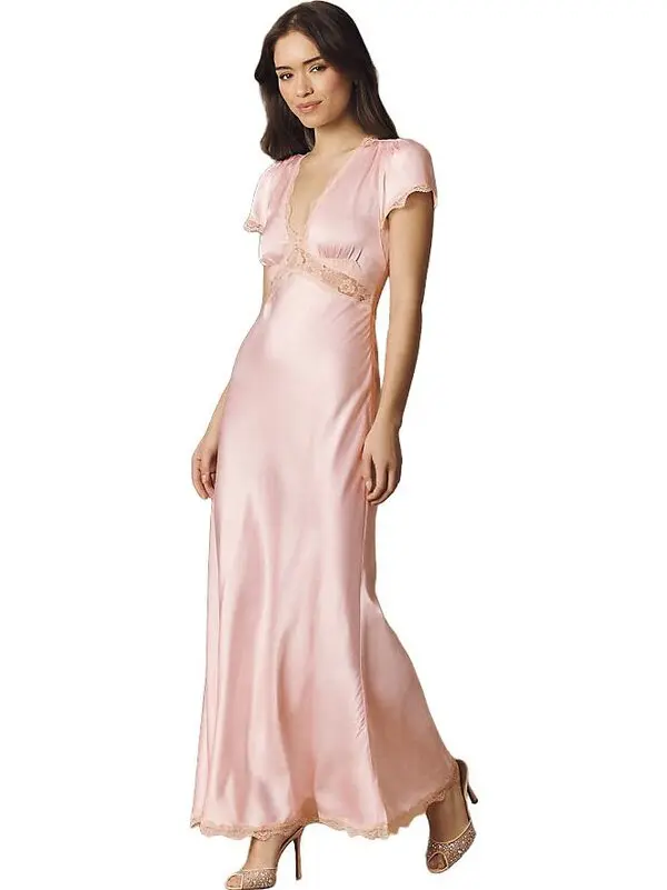 Bhldn Lace Slip Maxi Dress - Barely Pink
