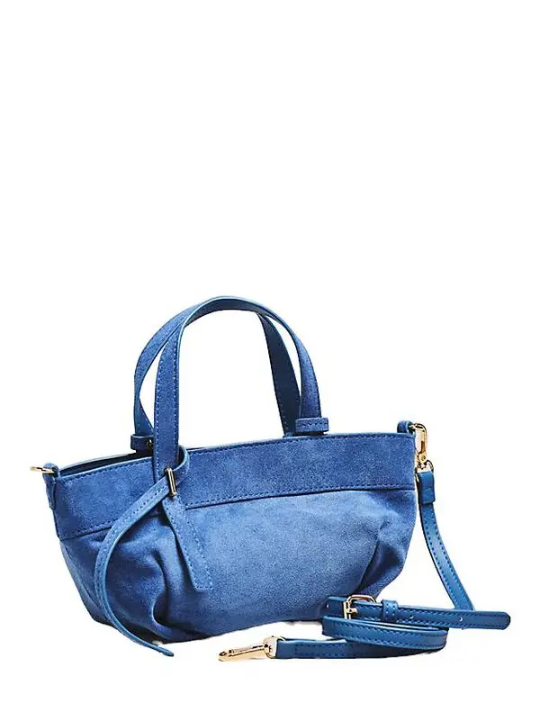 Anthropologie Faux Suede Mini Cinched Handbag - Blue