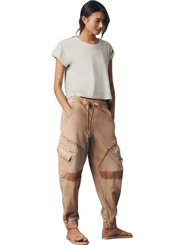 PILCRO Soft Wash Cargo Joggers - Semolina
