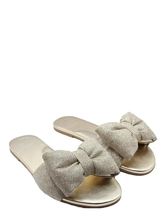 SOLEI SEA Rafie Bow Slide Sandals - Bronze