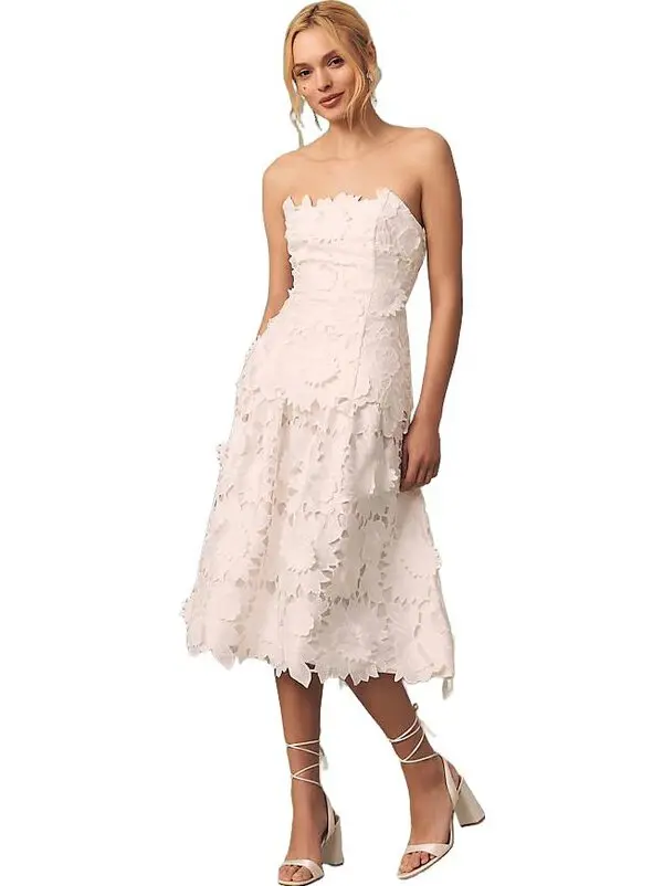 Bhldn Cutwork Twofer Midi Dress - White Dahlia