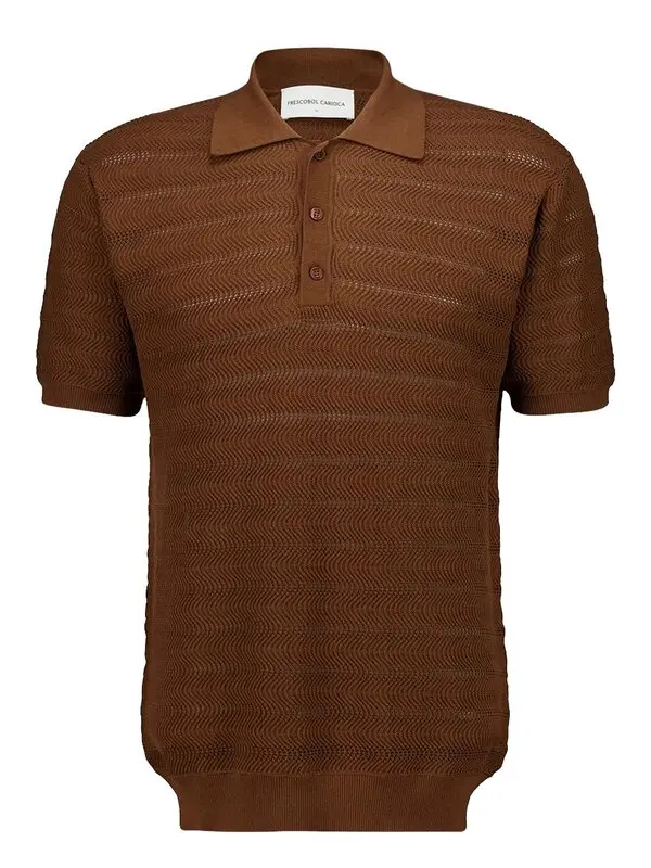 Frescobol Carioca Vidal Cotton Jacquard Polo - Brown