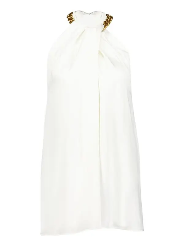 Stella McCartney Halterneck Chain Silk Top - White