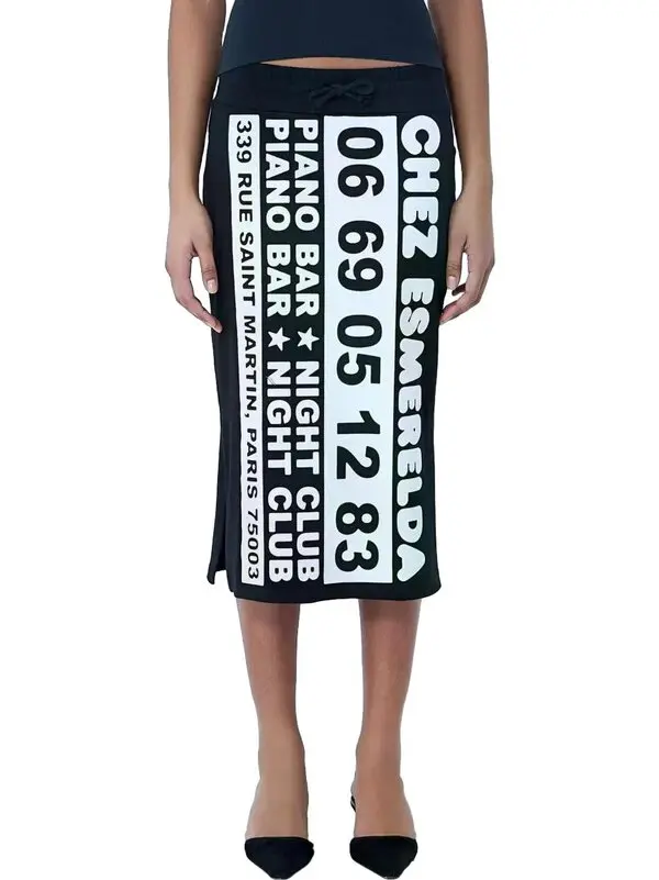 Vaquera Graphic-print Midi Skirt - Black