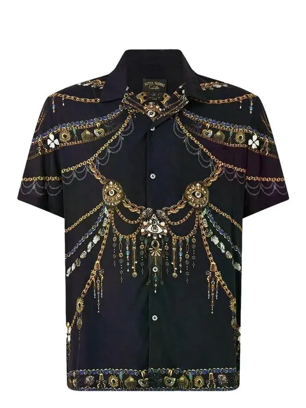 Camilla Short-sleeve Camp-collared Shirt - Black