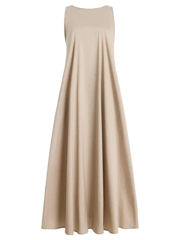 Max Mara Cotton-blend Poplin Flared Dress - Tan