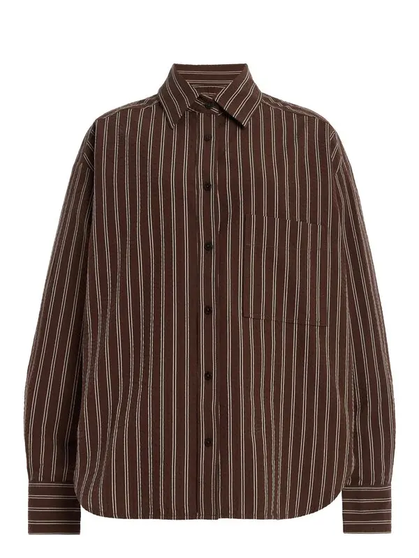 Closed Cotton Seersucker Shirt - Brown