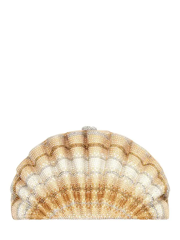 Judith Leiber Scallop Origami Fan Crystal Clutch - Gold