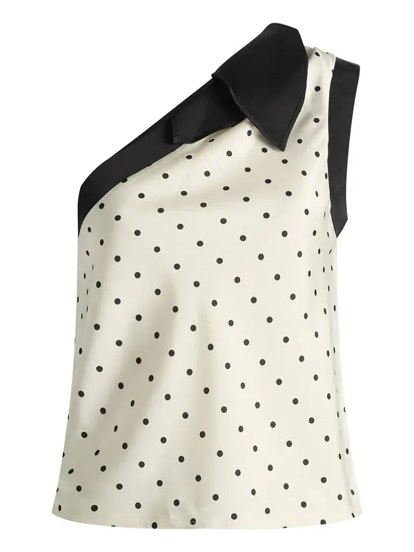 KIJUN Polka Dot Scarf Top - Ivory