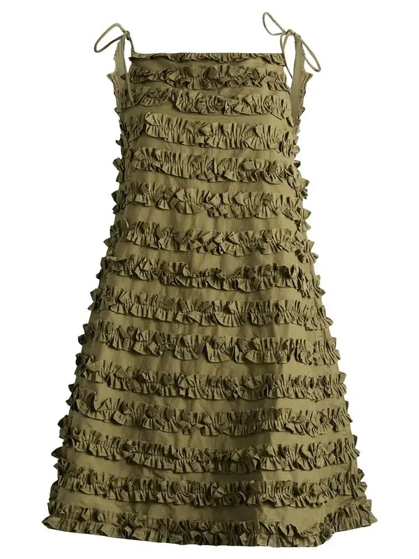 DAMSON MADDER Leili Ruffle Mini Dress - Olive