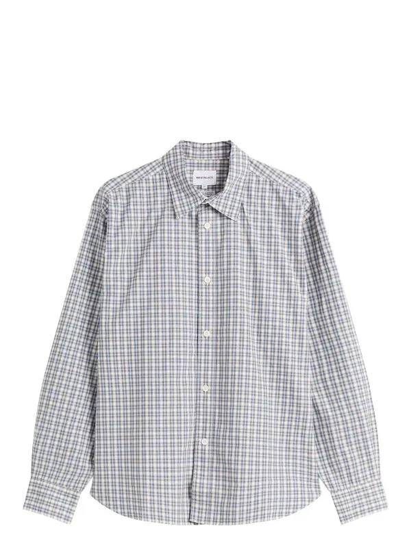 Norse Projects Falster Fine Check Oversized Shirt - Cerulean