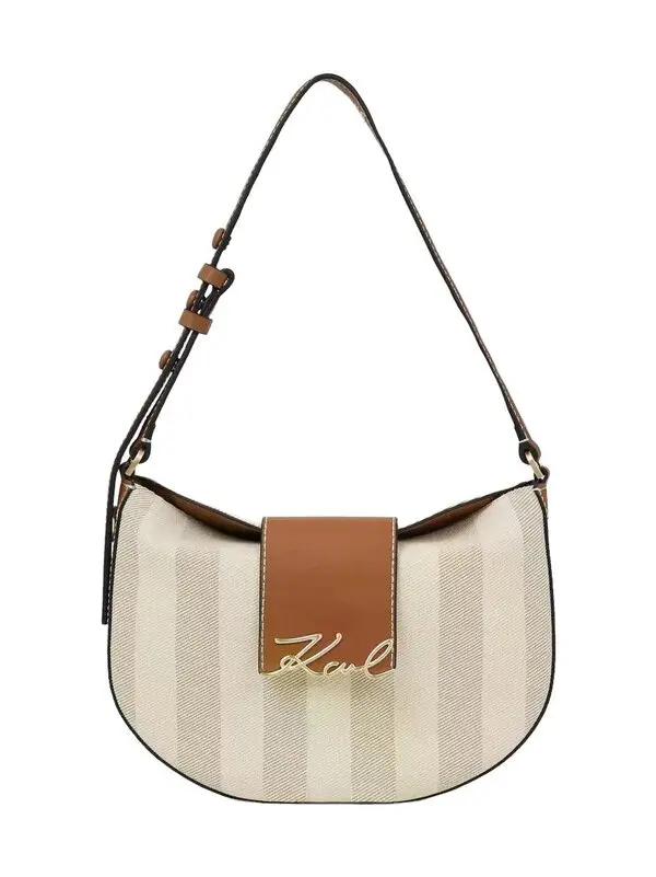 Karl Lagerfeld K/signature Striped Shoulder Bag - Neutrals