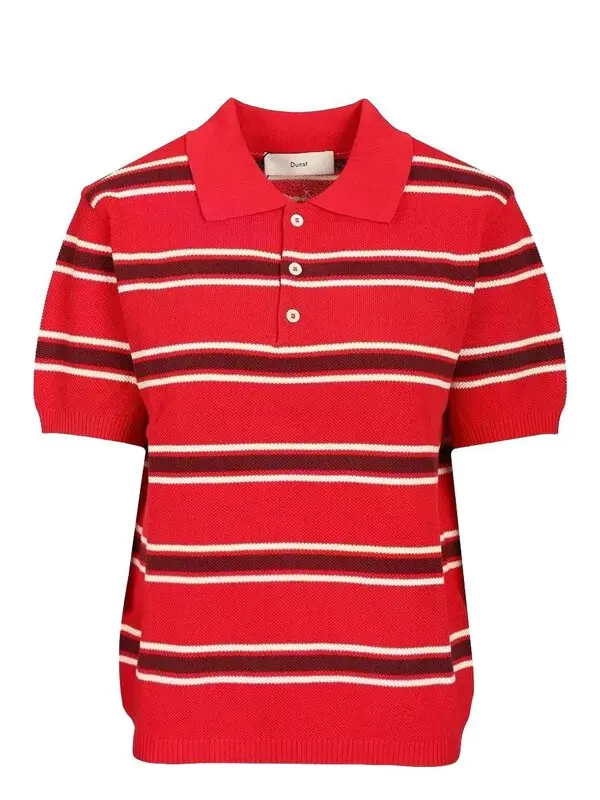 DUNST Striped Polo Shirt - Red
