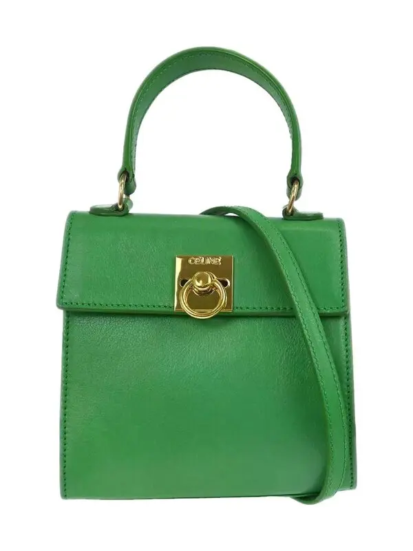 Celine 1990-2000s Leather Tote Bag - Green
