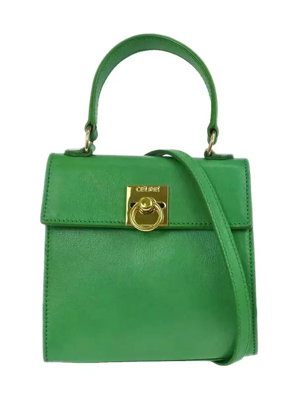 Celine 1990-2000s Leather Tote Bag - Green