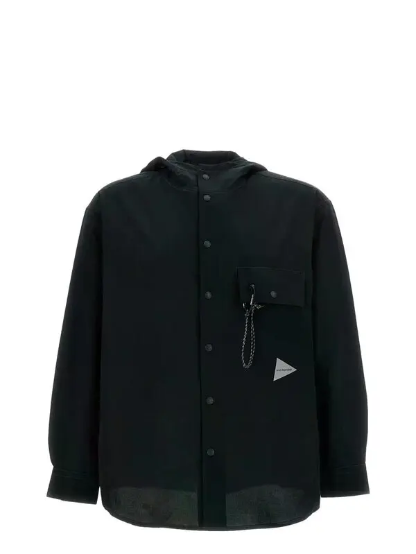 AND WANDER Chest-pocket Hoodie - Black