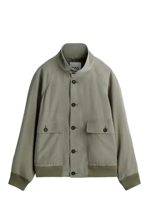 Cos Mock-neck Twill Blouson Jacket - Green