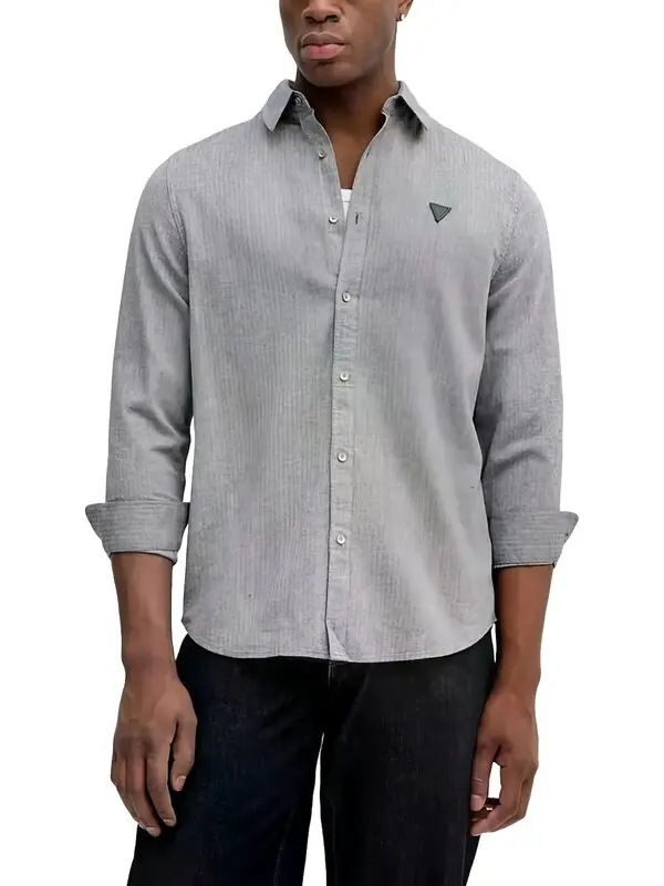 Guess Herringbone Cotton Shirt - Grey