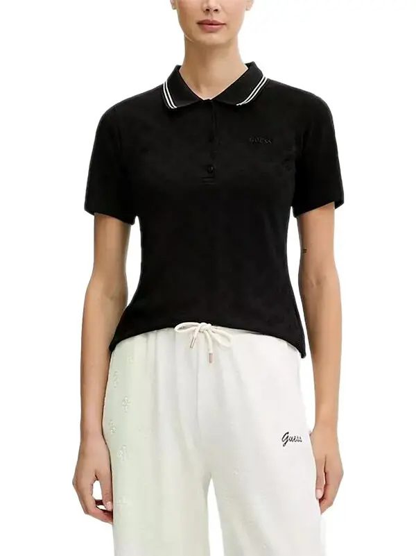 Guess Peony Jacquard Polo Shirt - Black
