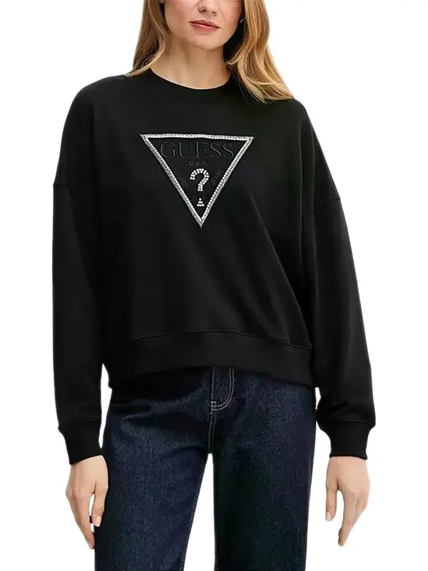 Guess Logo Embellished Sweatshirt - Black