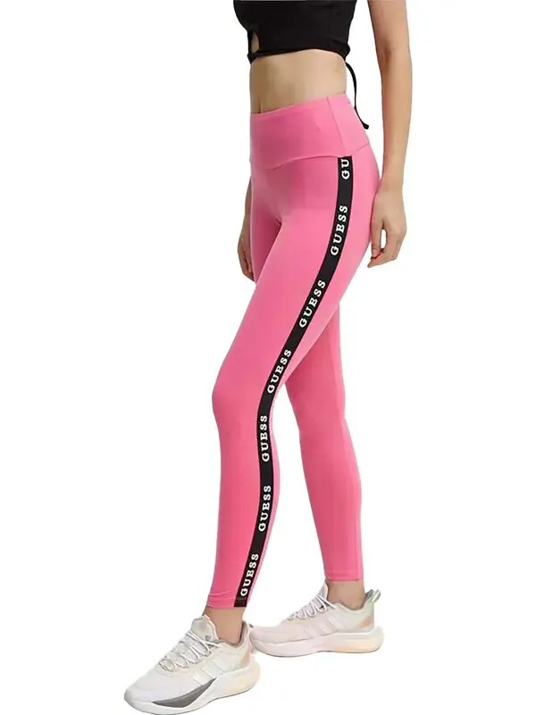 Guess Side-logo Stripe Leggings - Pink