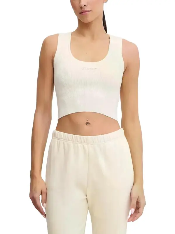 Guess Ribbed-knit Crop Top - White