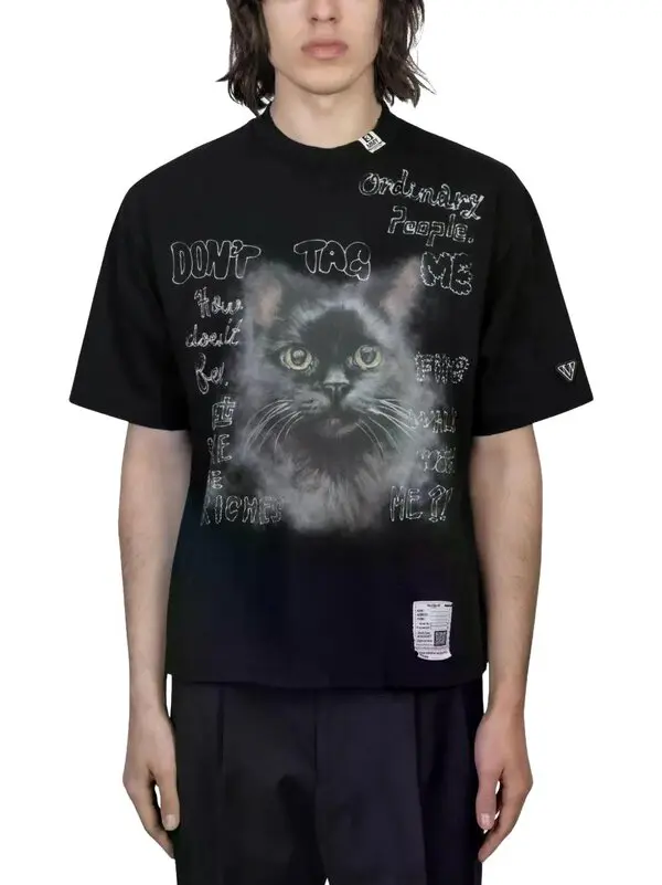 Mihara Yasuhiro Cat-print T-shirt - Black