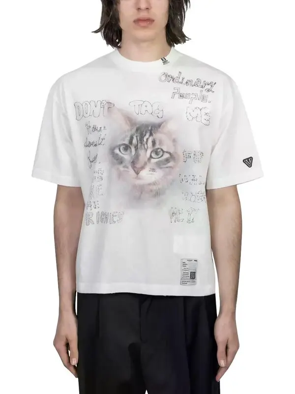 Mihara Yasuhiro Cat-print T-shirt - White