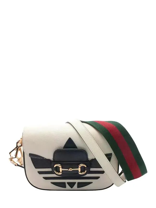 Gucci Adidas X Small Leather Web Horsebit 1955 Crossbody Bag - White