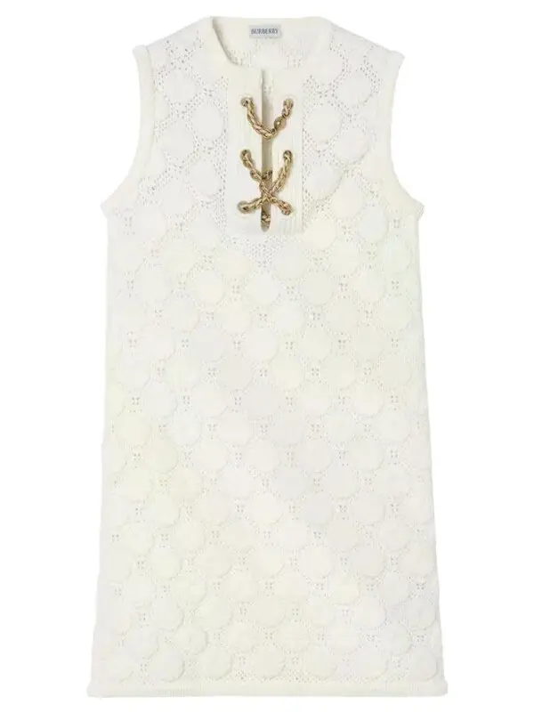 Burberry Crochet Cotton-blend Mini Dress - White