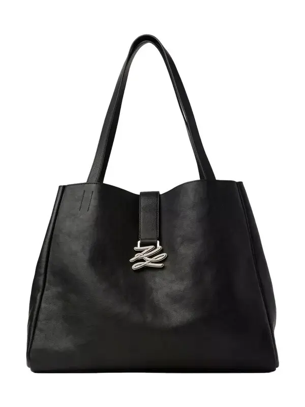 Karl Lagerfeld Large K/autograph Leather Tote Bag - Black