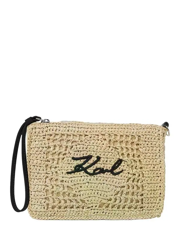 Karl Lagerfeld Signature Crochet Pouch - Neutrals