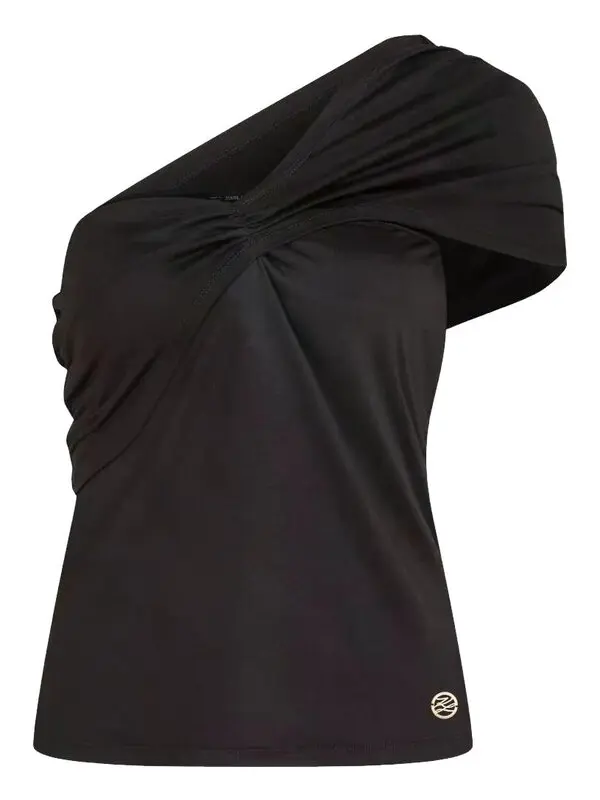 Karl Lagerfeld One-shoulder Draped Top - Black