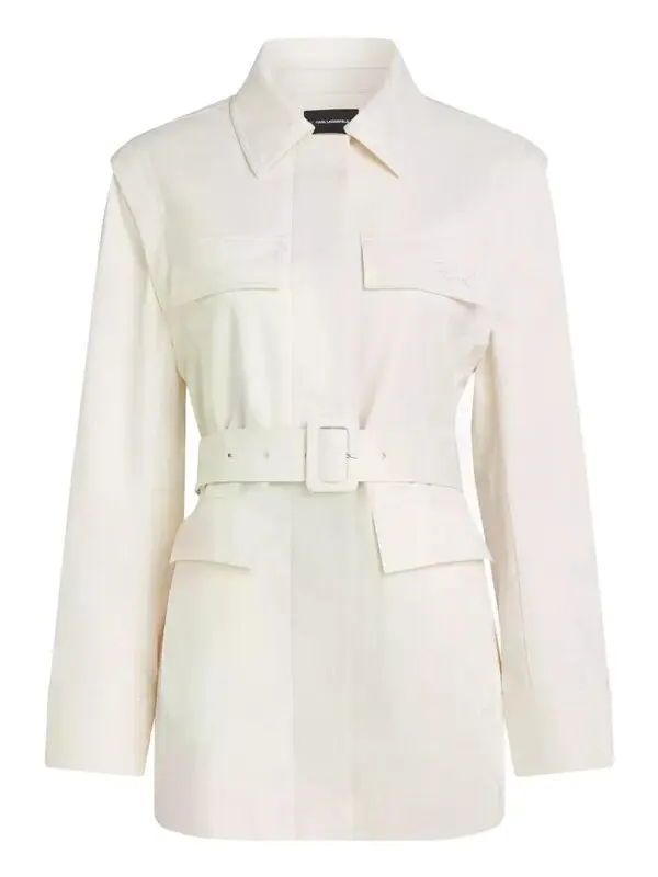 Karl Lagerfeld Belted Twill Trench Coat - Neutrals