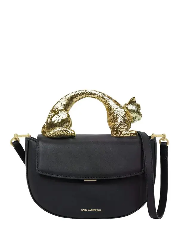 Karl Lagerfeld Leather Top Handle Bag - Black