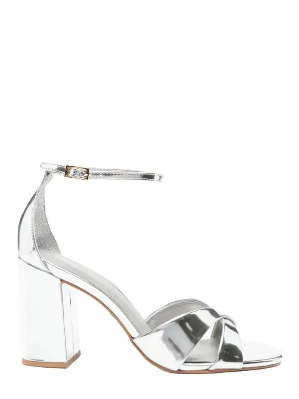 ANDREA CARRANO Crossover-strap Heeled Sandals - Silver