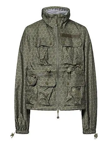 The North Face Graphic-pattern Drawstring Shell Jacket - Dark Green