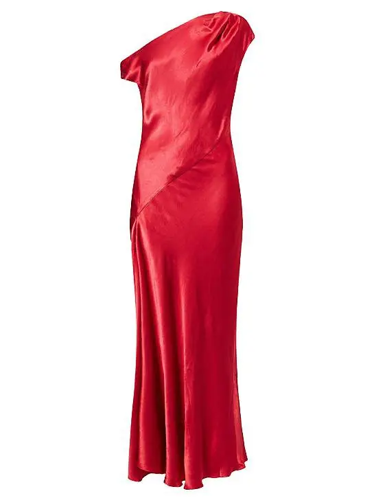 Shona Joy Tatum Asymmetrical Satin Maxi Dress - Grenadine