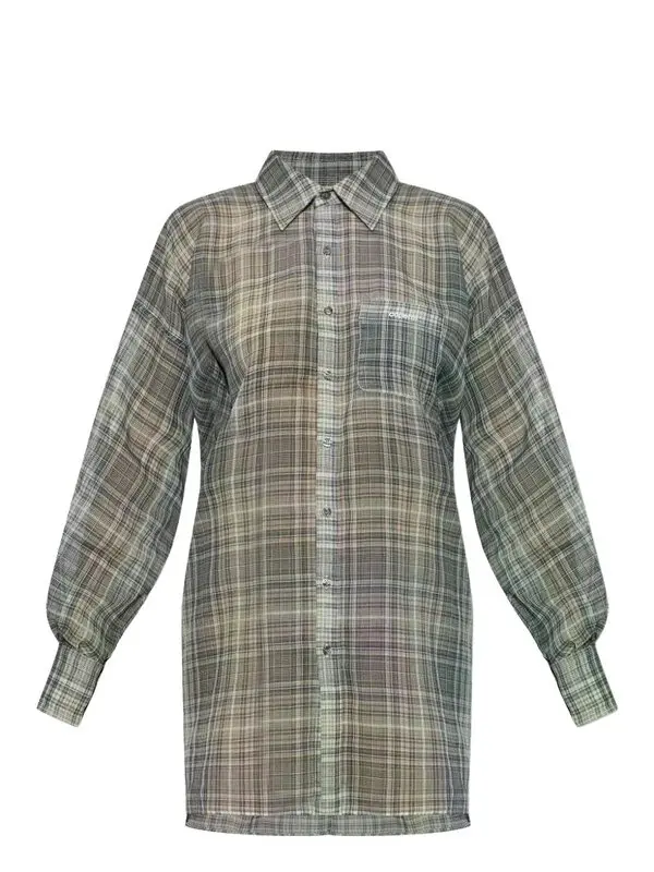 Coperni Plaid Shirt With Drawstring Waist - Grey