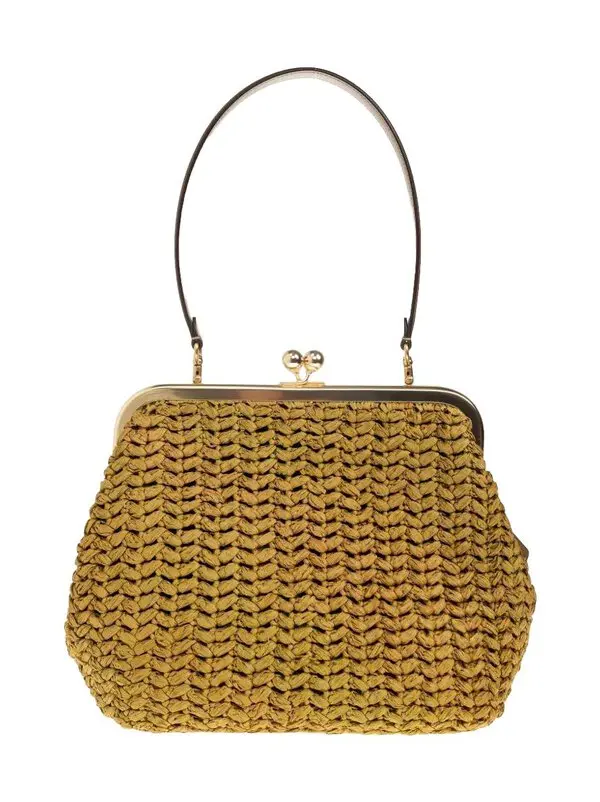 COACH 27 Kisslock Frame Interwoven Tote Bag - Brown