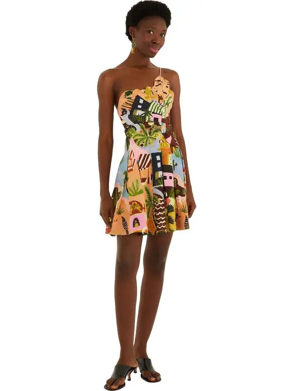 Farm Rio Tropical Painting Mini Dress - Tropical Painting Multicolor