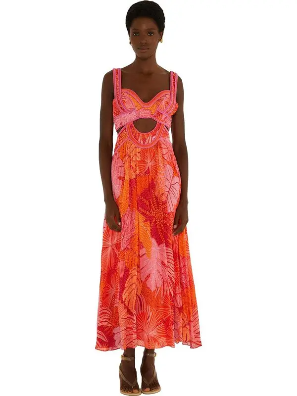 Farm Rio Delicate Forest Cut-out Maxi Dress - Delicate Forest Multicolor