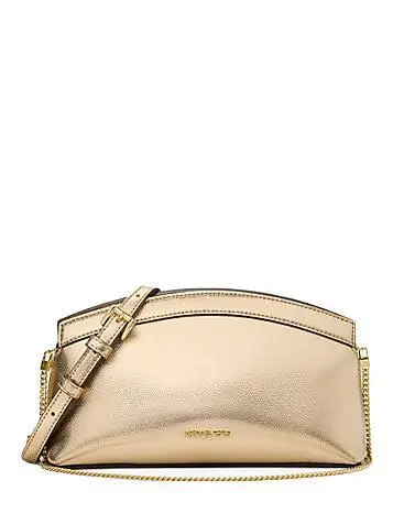 Michael Kors Metallic Leather Convertible Clutch - Gold