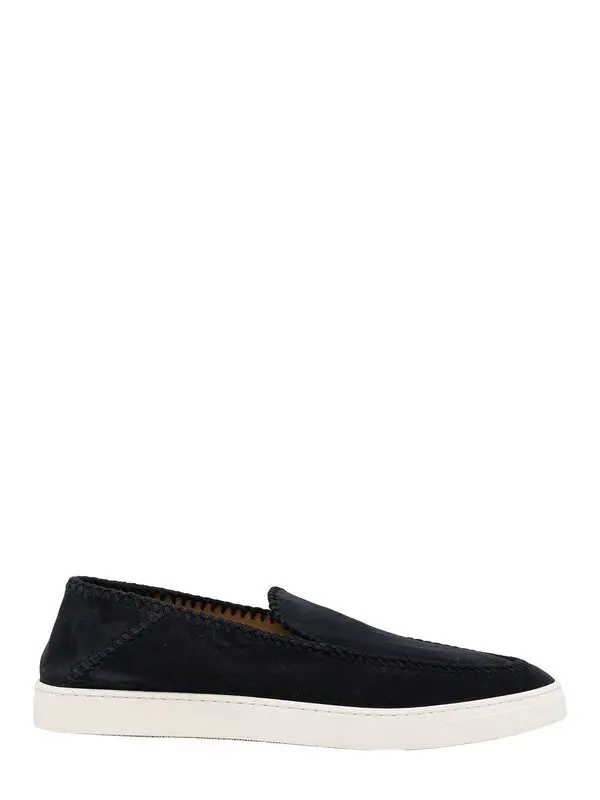 Giorgio Armani Leather Slip-on Sneakers - Blue